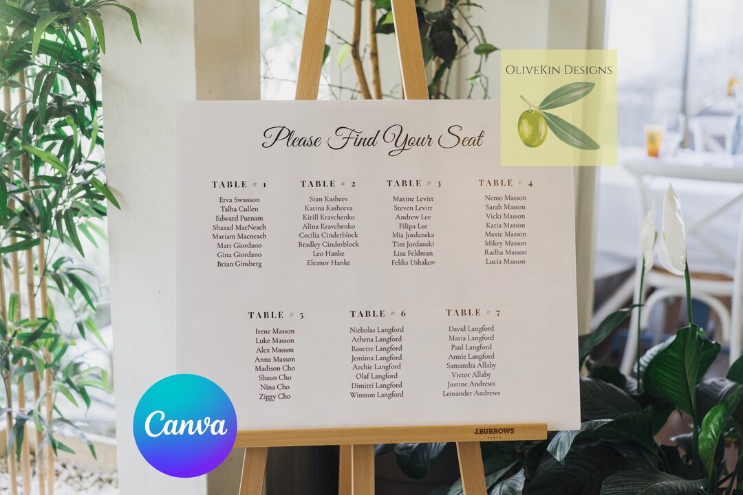 Minimalist Uneven Seating Chart Templates; Seating Charts, Canva ...