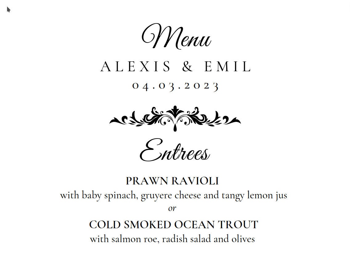 Minimalist Wedding Menu Alternate Drop Wedding Menu Template, Canva ...