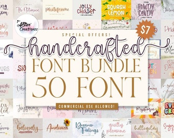45 MEGA Font Bundle Collection, Cricut, Calligraphy Font, Handwritten ...