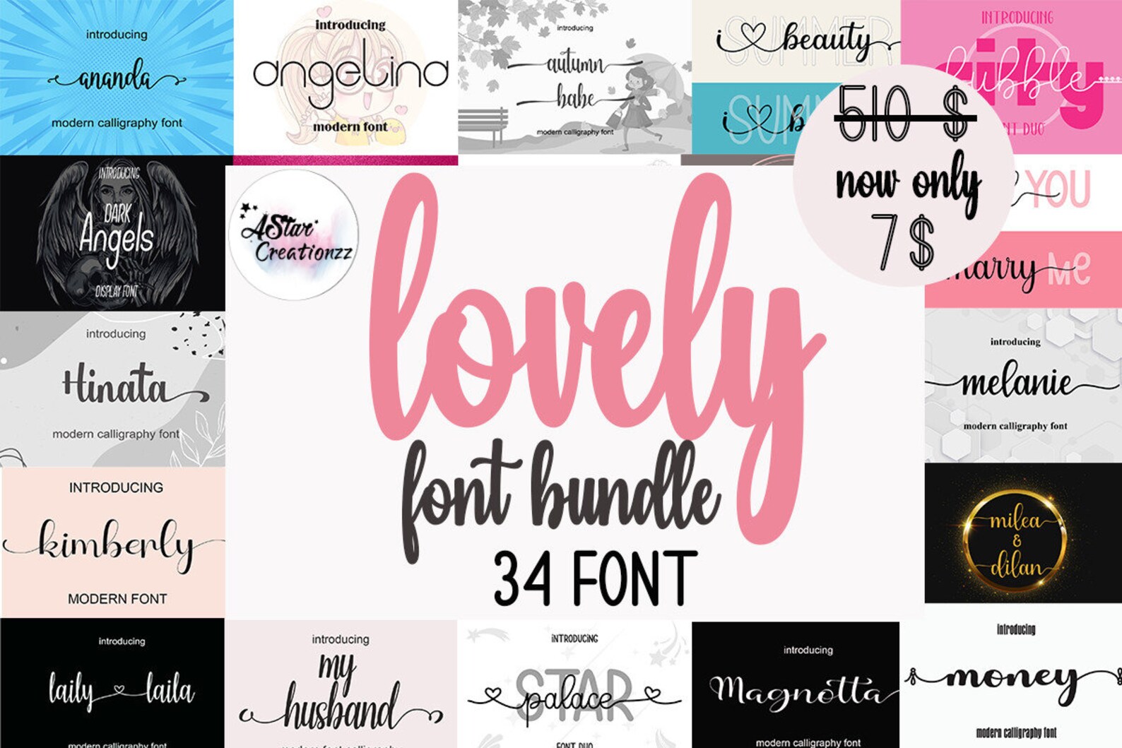 Lovely Font Bundle, Calligraphy Font, Script Font, Cricut Font Svg, Cursive Font, Procreate Font ...