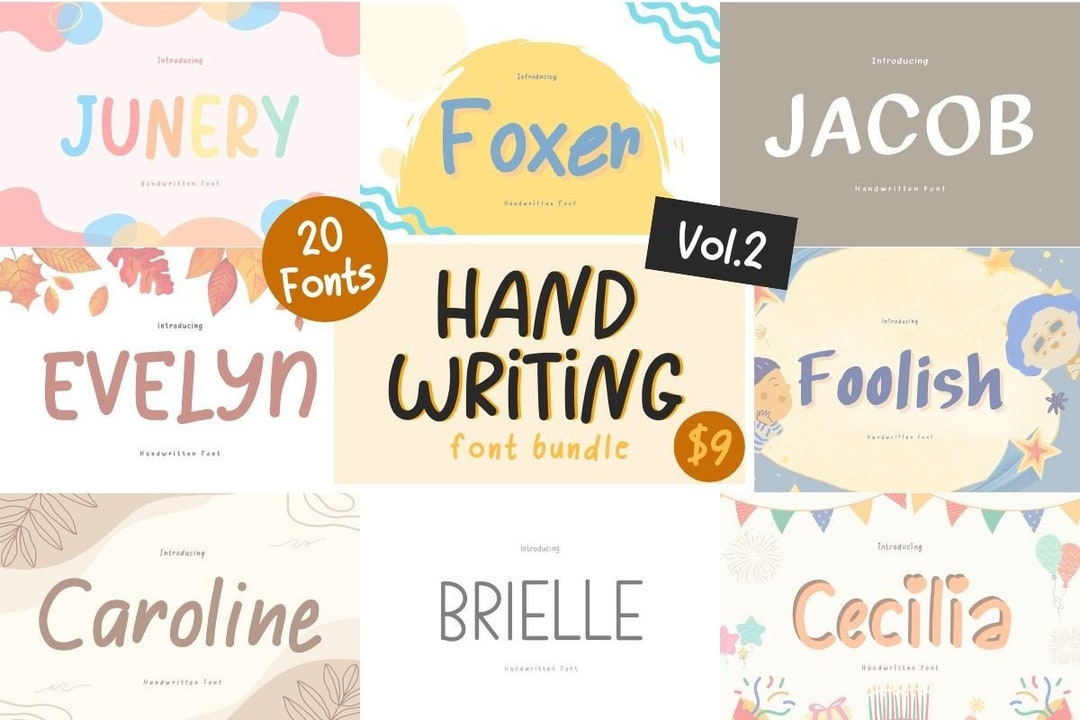 Hand Writing Font Bundle Font Bundle Handwritten Font - Etsy