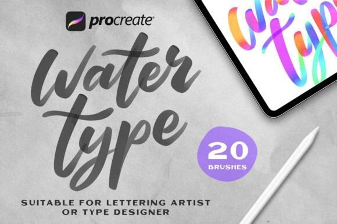 20 Water Type Procreate Brushes, Digital Paper, Brushes for Procreate ...