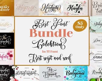 Handwritten Font Bundle TTF, Cursive Fonts, Wedding Fonts, Cricut Fonts ...
