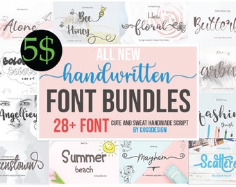 Font Bundle Font Bundle, Handwritten Font With Tails, Cursive Font ...
