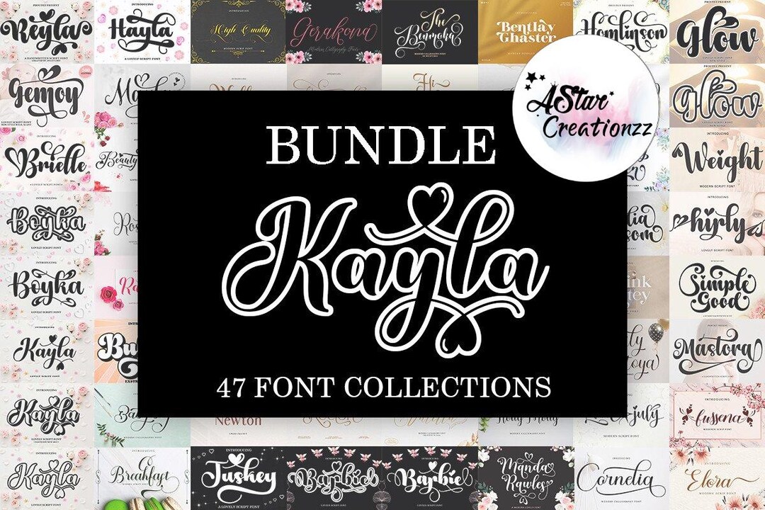 Kayla Font Bundle Cute Fonts, Cricut Font Bundle, Script Fonts, Fonts for Cricut, Procreate ...