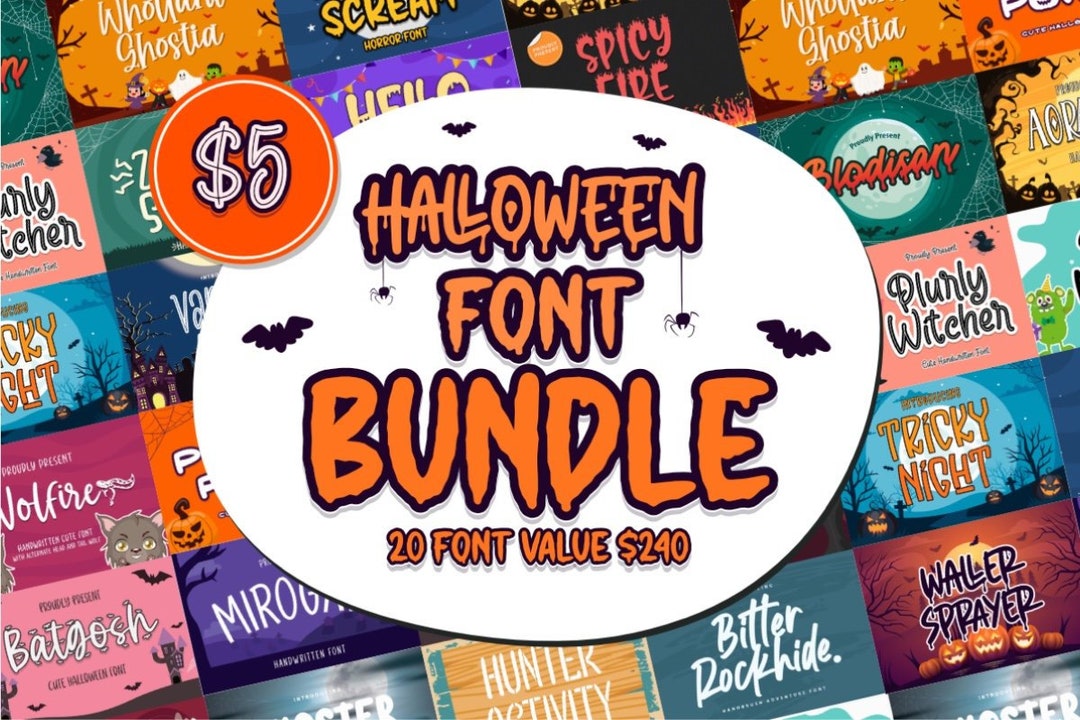 The Halloween Font Bundle Digital Font Bundle , Font Bundle, Stylish ...