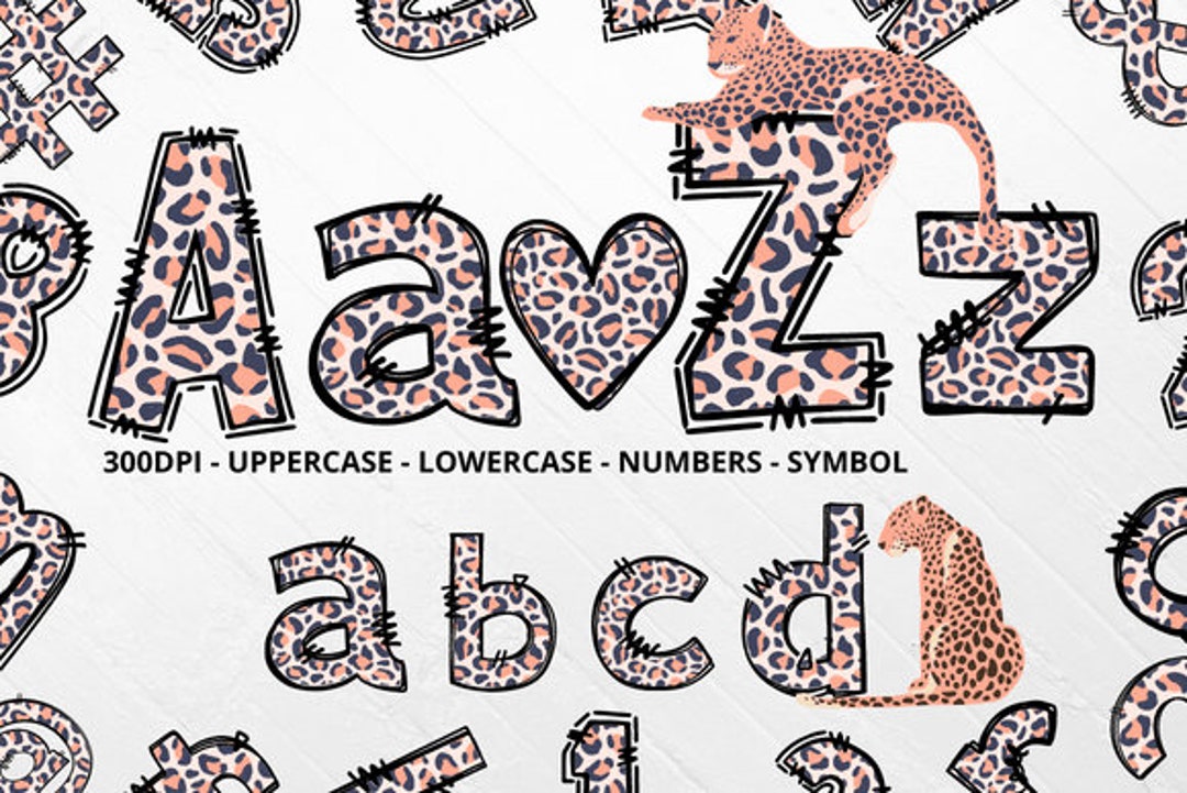 Leopard Print Doodle Alphabet PNG, Alphabet Letters PNG Bundle, Hand ...
