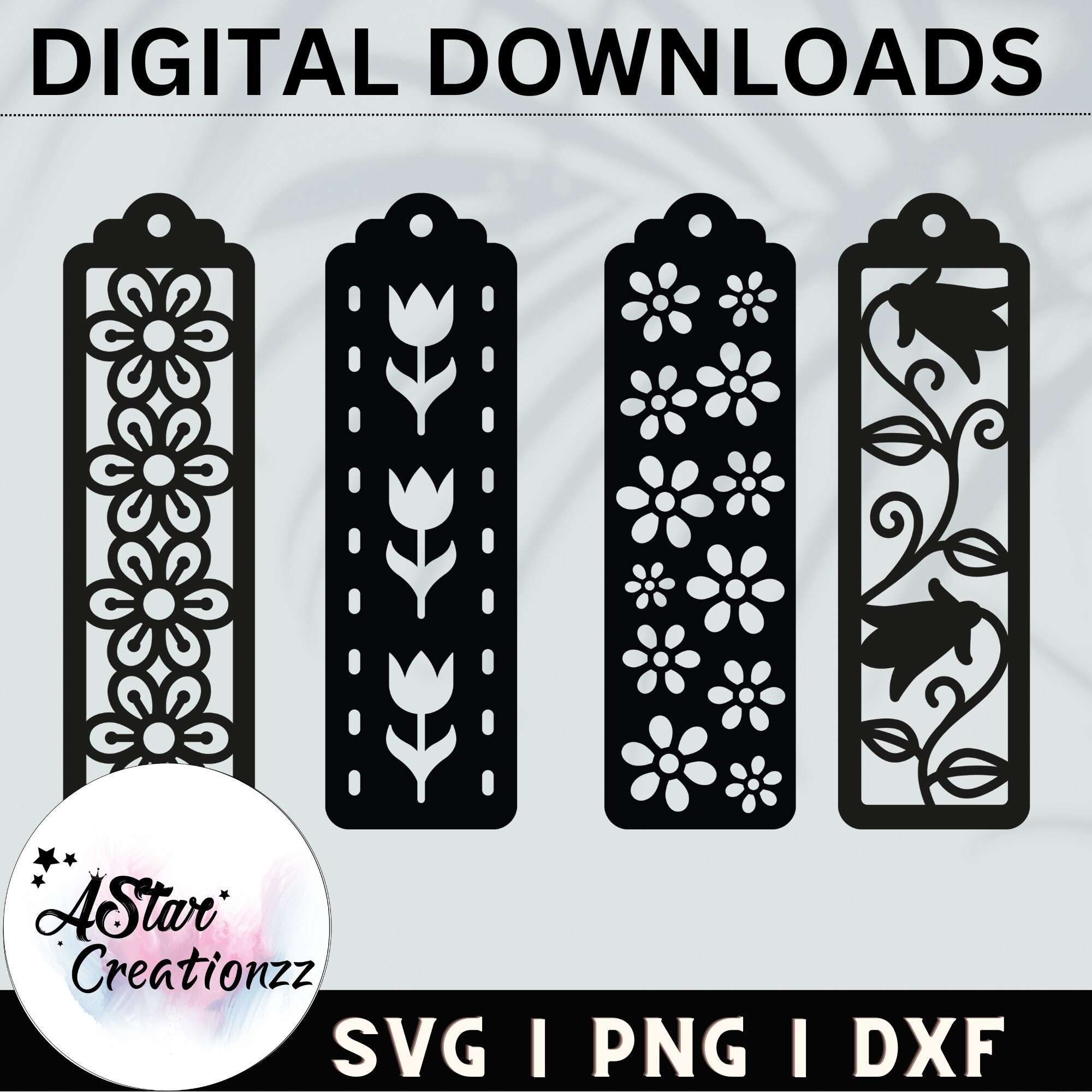Floral Bookmarks Paper Cutting Templates, Bookmark Svg Spring Svg ...