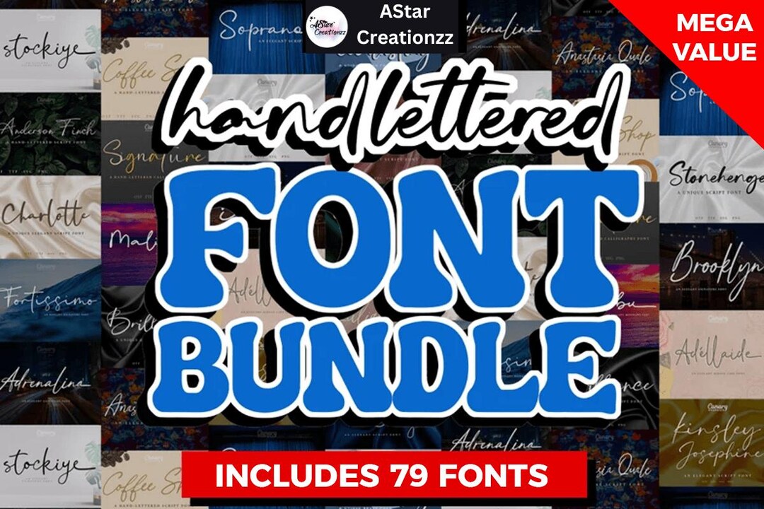 Mega Handlettered Font Bundle A Collection of Handwriting, Sans, and ...