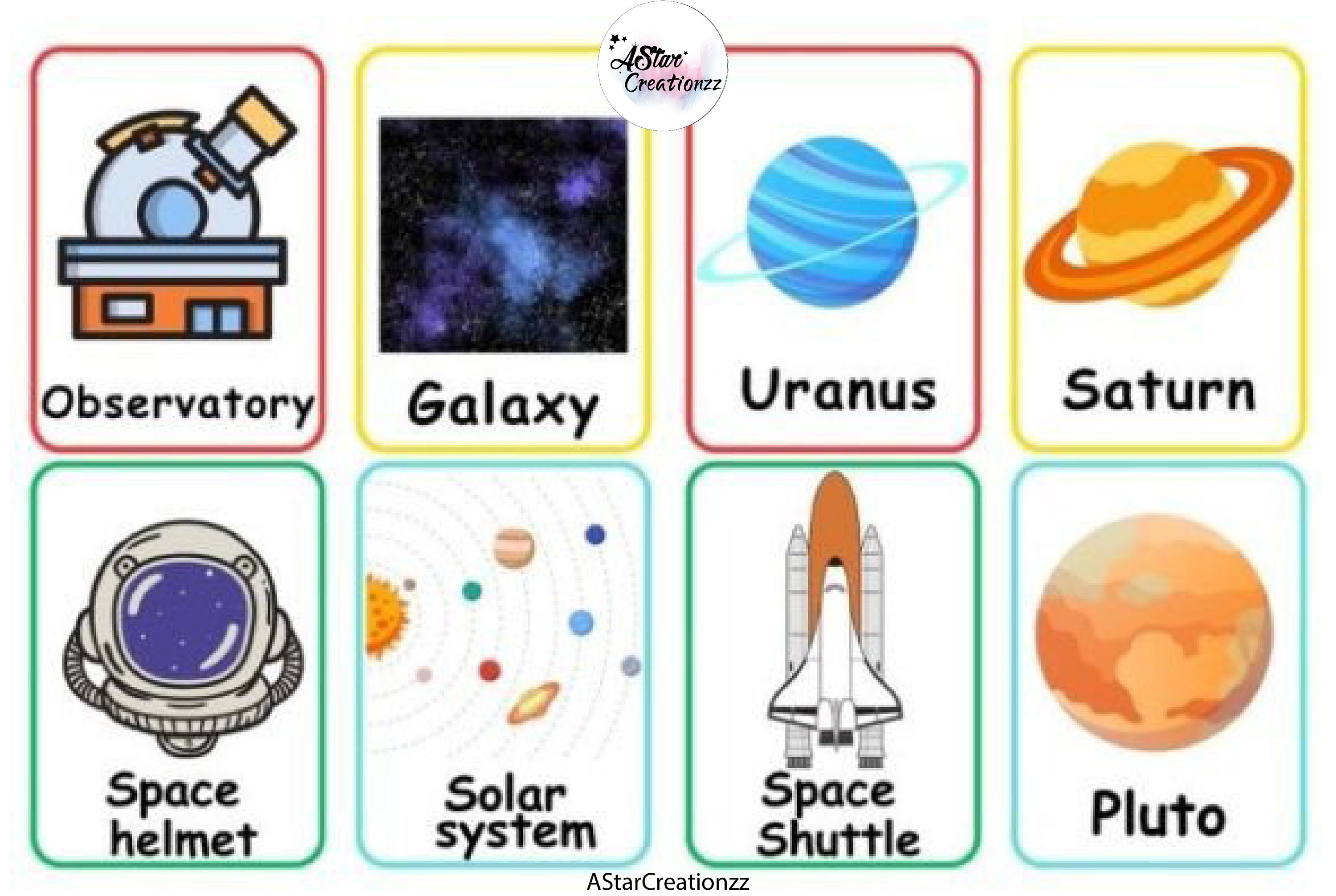 Space Flashcards for Kids Body Parts Flashcards Homeschool - Etsy