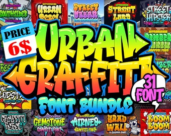 Graffiti Font Bundle, Urban Font, Vintage Font, Retro Font, Street Font ...