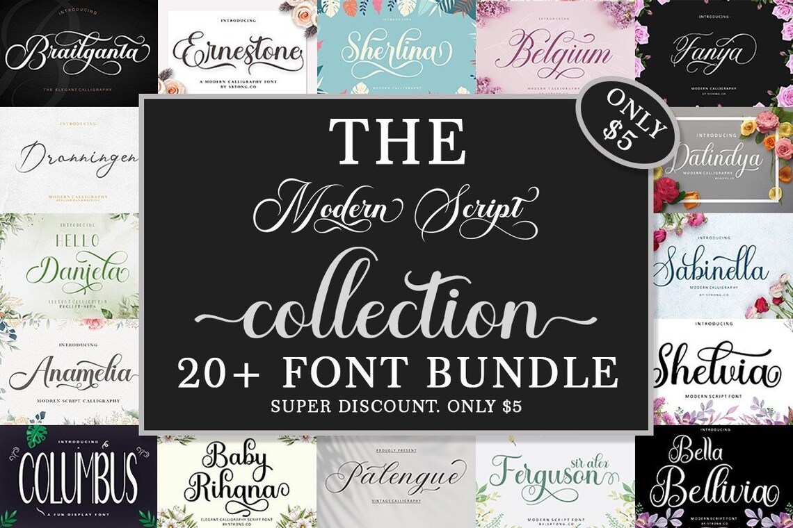 The Ultimate 20 Modern Fonts Bundle, Cursive Font Bundle, Script Fonts ...