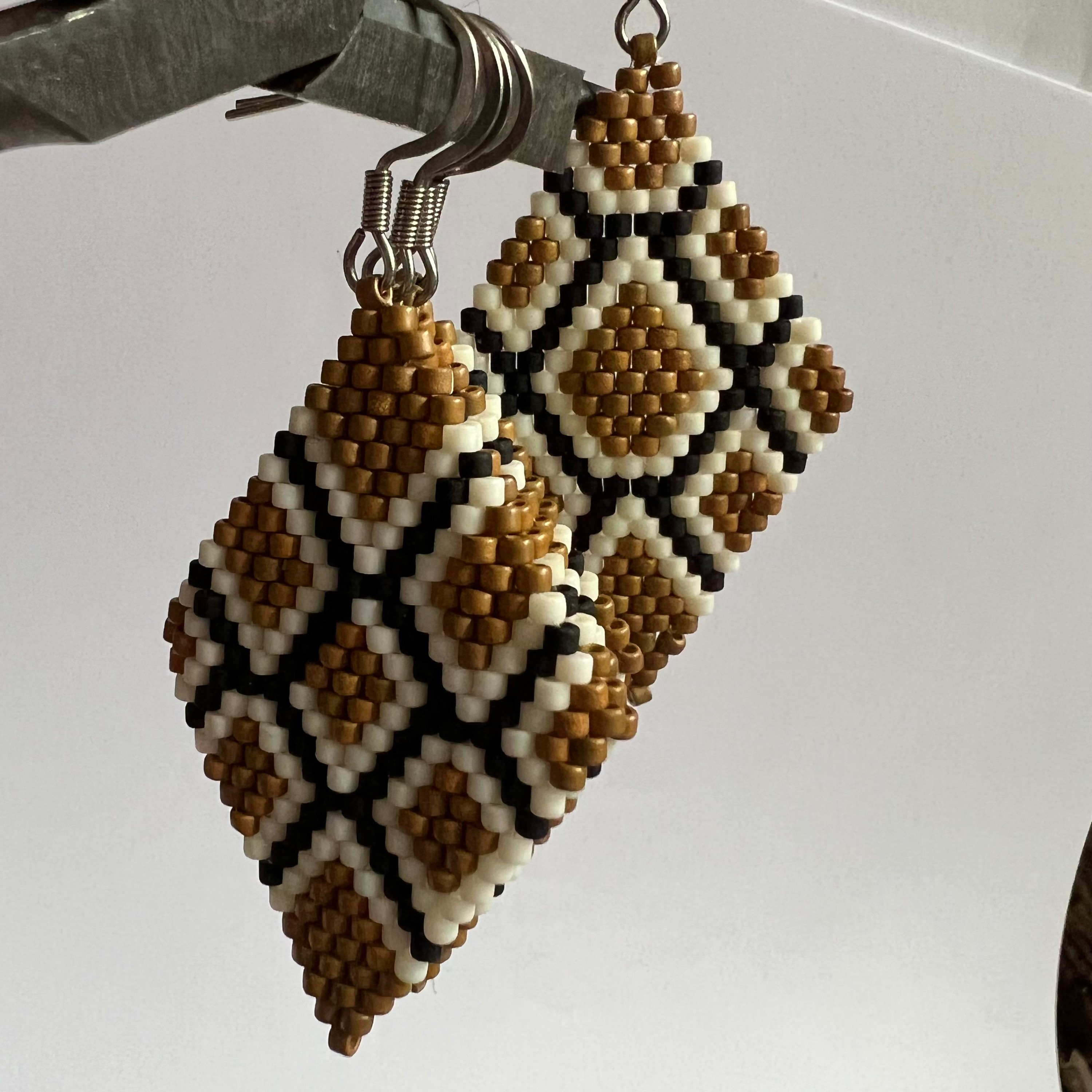 Diamond Shaped Beaded Earrings - Etsy