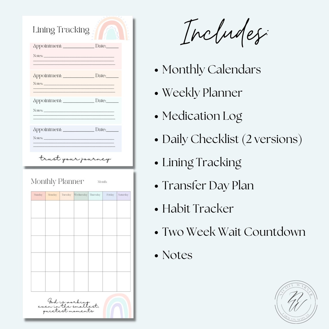 FET Transfer Planner, Planner, TTC Planner, Frozen Embryo Transfer ...