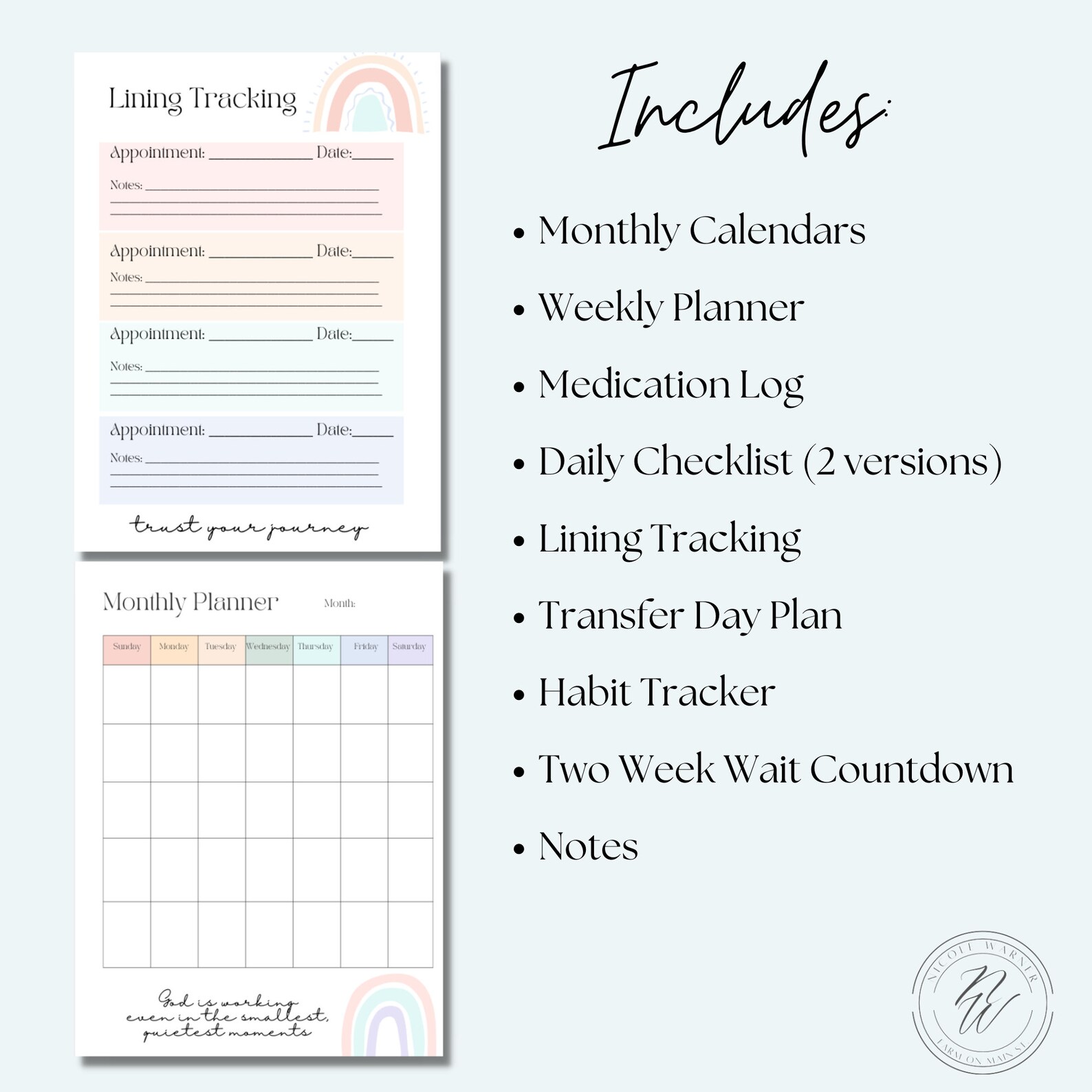 FET Transfer Planner, Planner, TTC Planner, Frozen Embryo Transfer ...