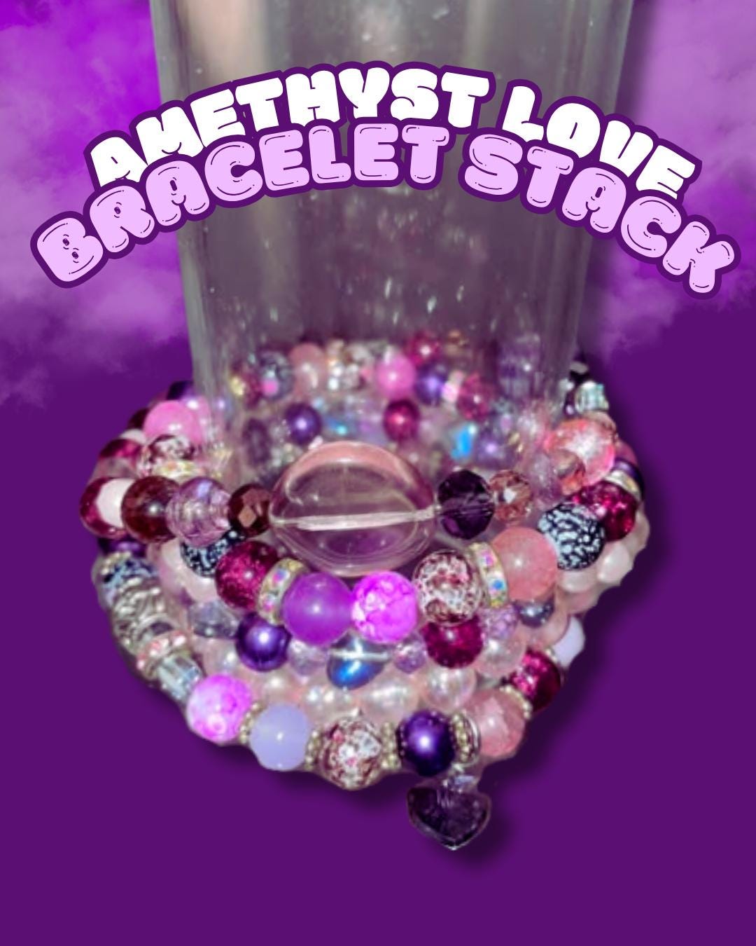 Amethyst Love Bracelet Stack – Handmade Pink & Purple Beaded Jewelry ...