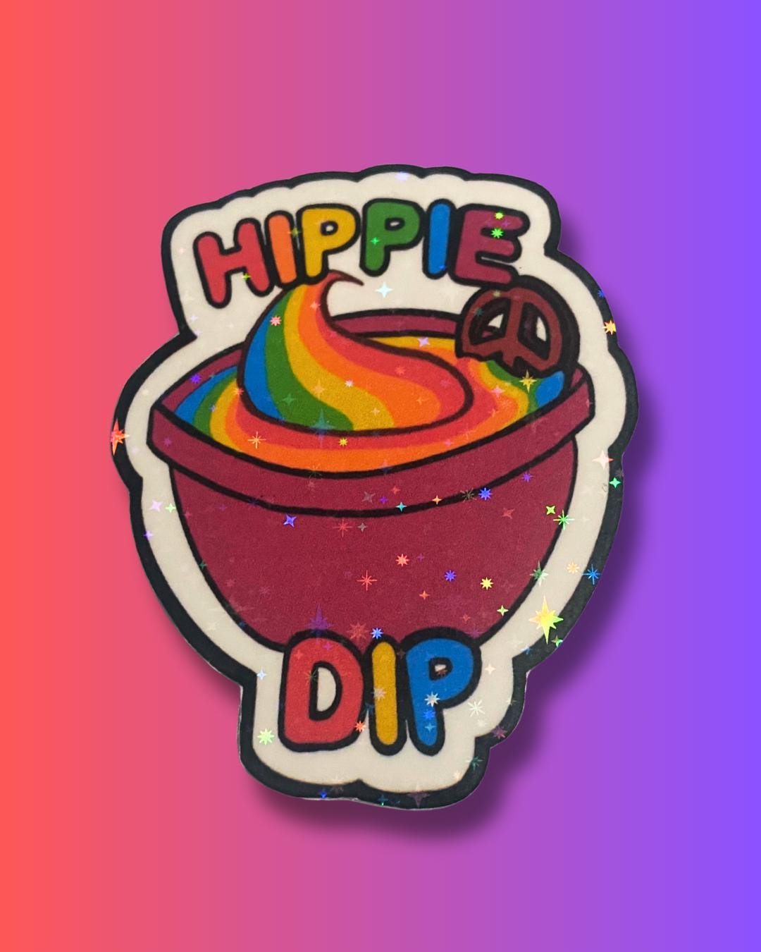 Holographic Rainbow “hippie Dip” Sticker | Groovy Retro Peace Vibes ...
