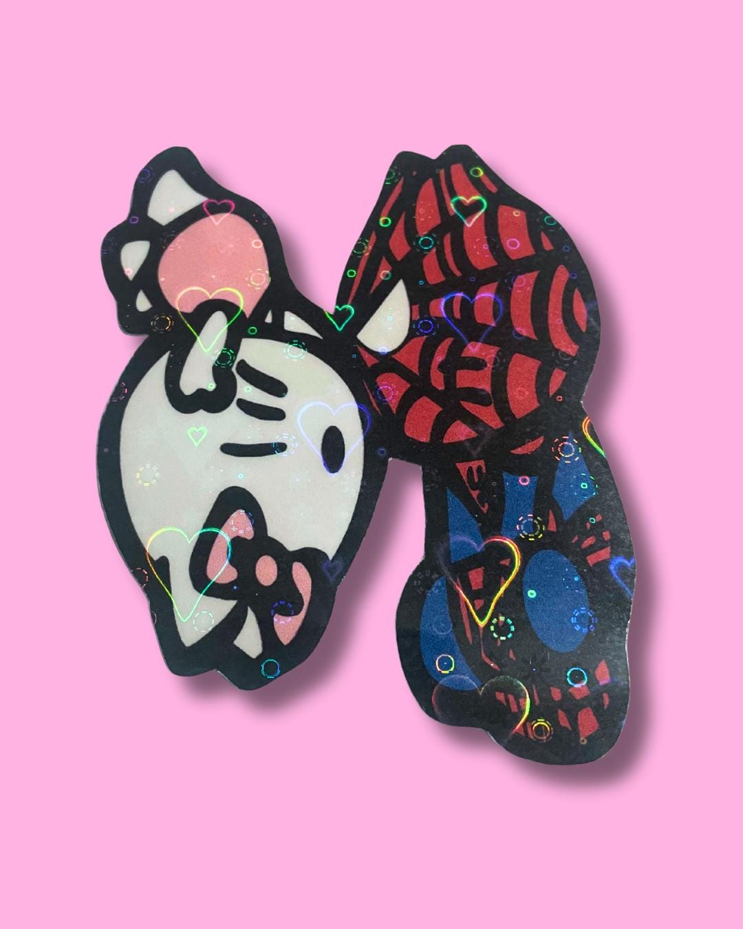 Holographic Cat Superhero Sticker | Cute Mashup Vinyl Sticker | Laptop ...