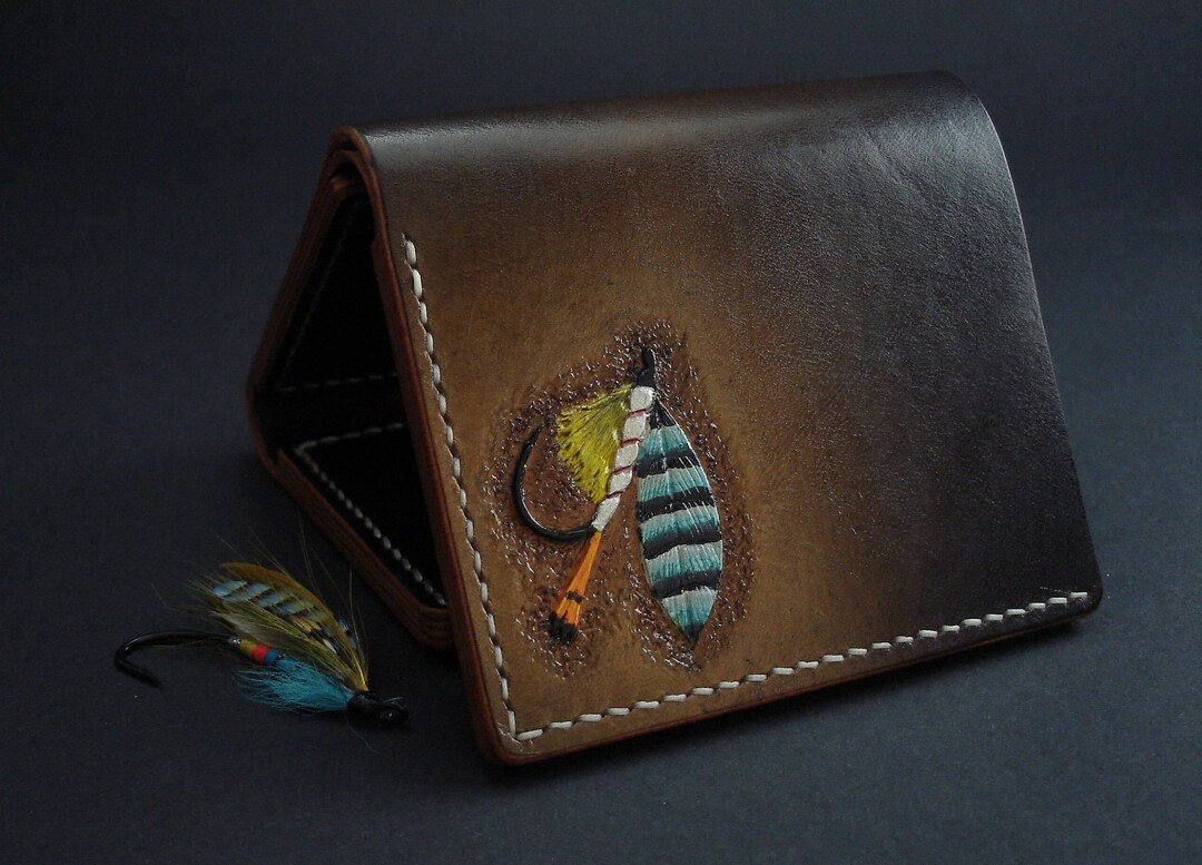 Handmade Leather Wallet, Men's Leather Wallet, Fishing Wallet ...