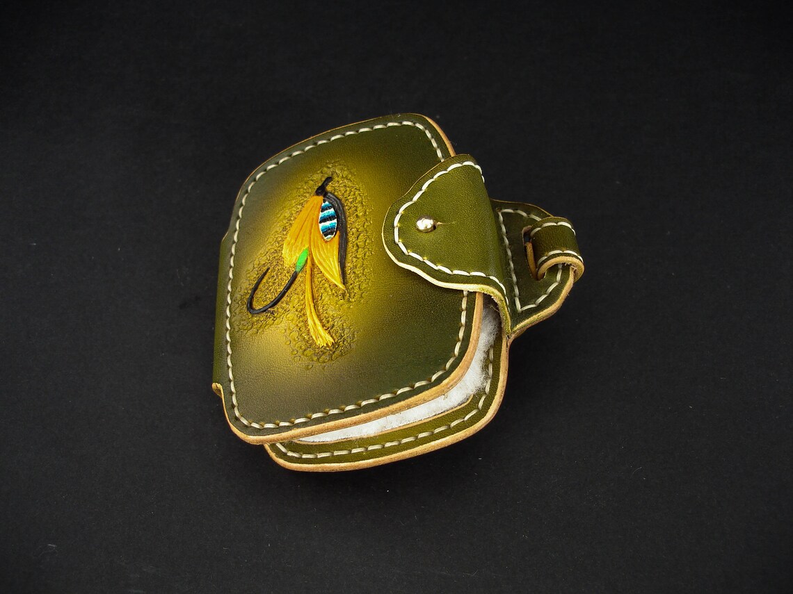 Leather Fly Double Pad, Fly Fishing Vest Patch, Handmade Fishing Patch ...