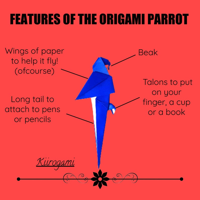 Origami Paper Parrot Party Favors Including Paper Parrots Useful ...