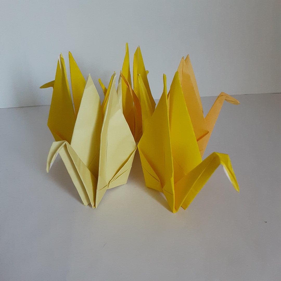 10 Assorted Yellow Origami Cranes Kiirogami 6x6 Inch Paper - Etsy