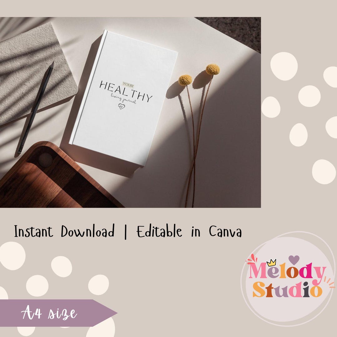 Healthy Living Journal Template | 35-page Editable Wellness Planner ...