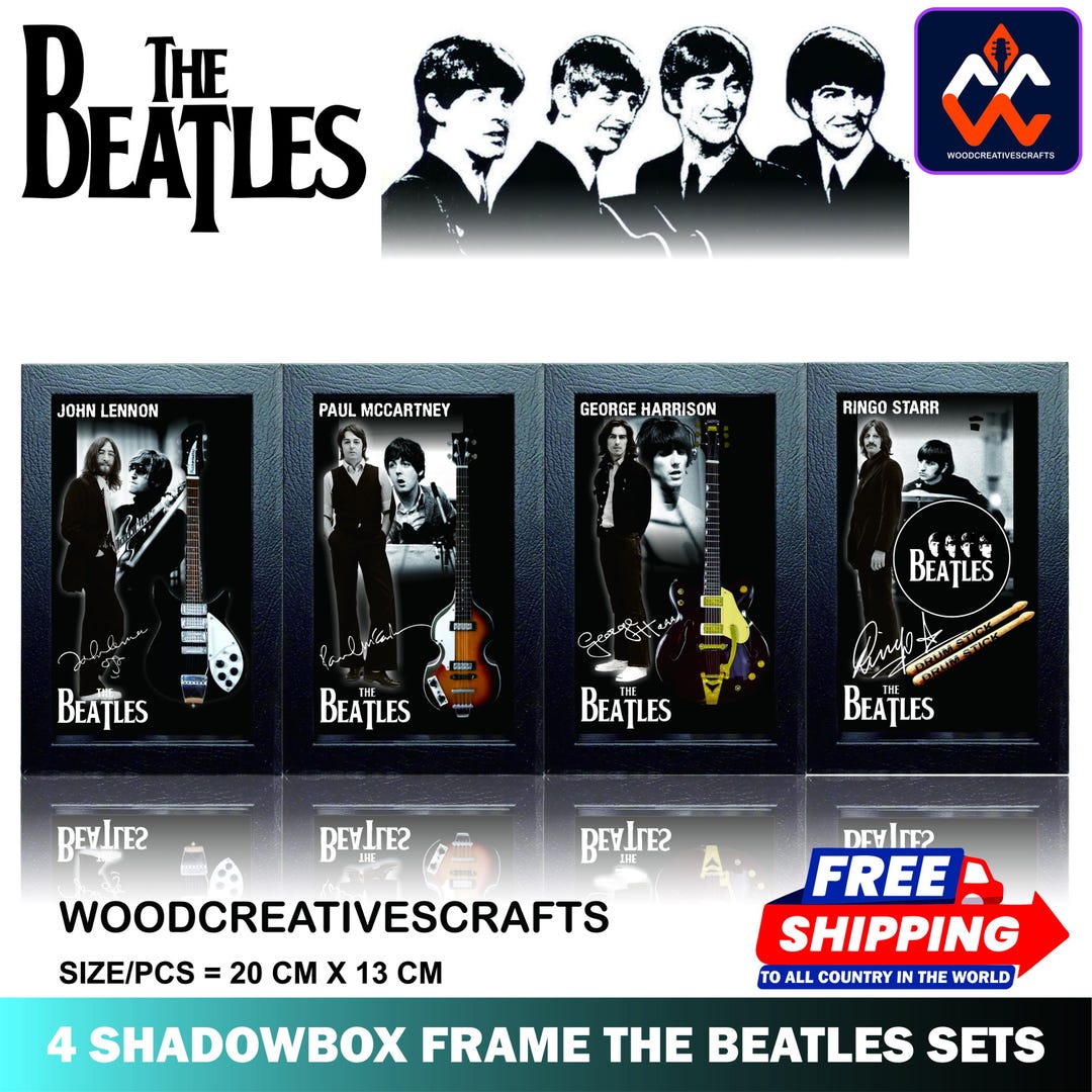 Shadowbox Frame Mini Guitar Band in the World With THE BEATLES Tribute ...