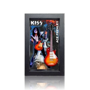 Shadowbox Frame Mini Guitar Replica Famous Band in the World With KISS ...