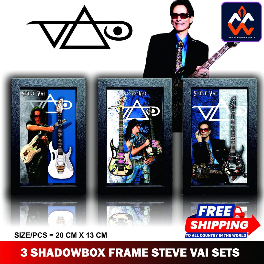 Shadowbox Frame Mini Guitar Replica Famous Band in the World With STEVE ...