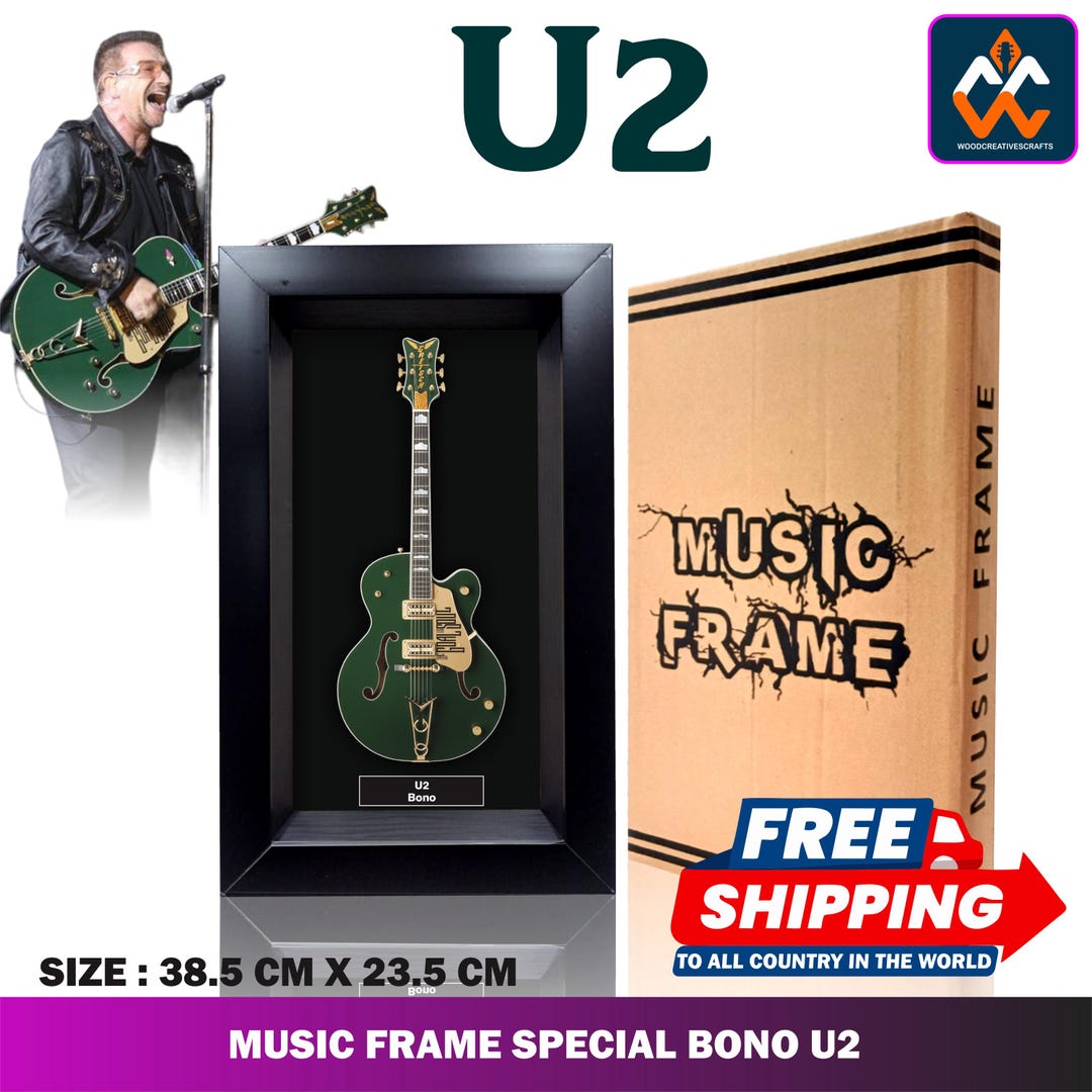 Music Frame With Special Wooden Guitar Signature Bono U2 Inside for ...