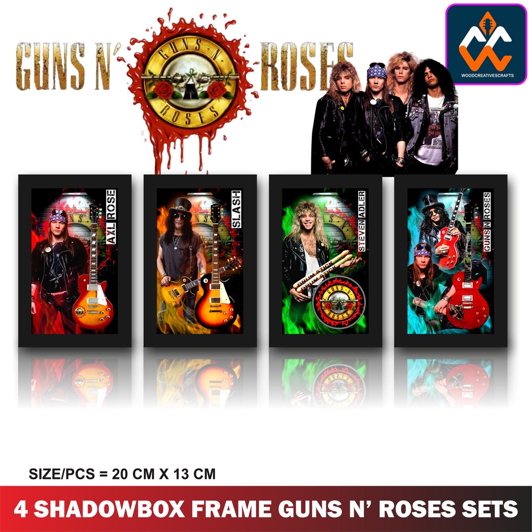 Shadowbox Frame Mini Guitar Replica Famous Band in the World With GNR ...