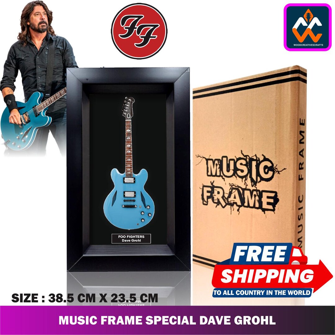Music Frame With Special Wooden Guitar Signature Dave Grohl Inside for ...