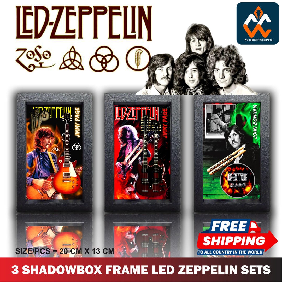 Shadowbox Frame Mini Guitar Replica Famous Band in the World With LED ...