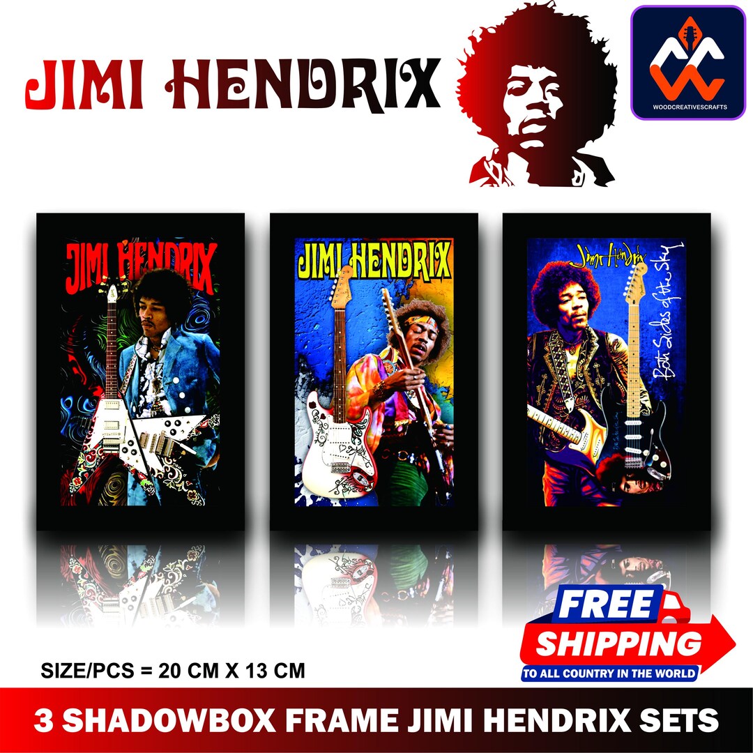 Shadowbox Frame Mini Guitar Replica Famous Band in the World With JIMI ...