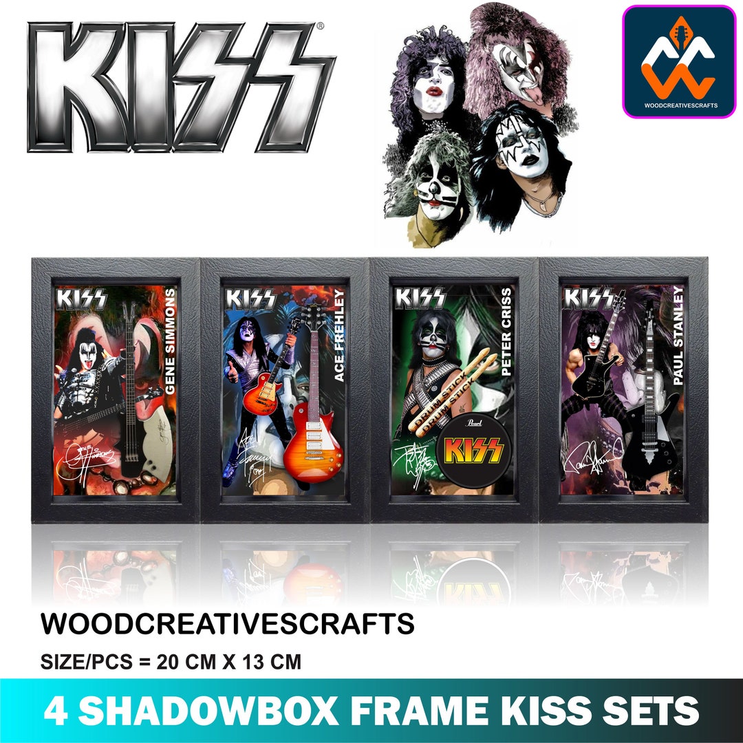 Shadowbox Frame Mini Guitar Replica Famous Band in the World With KISS ...