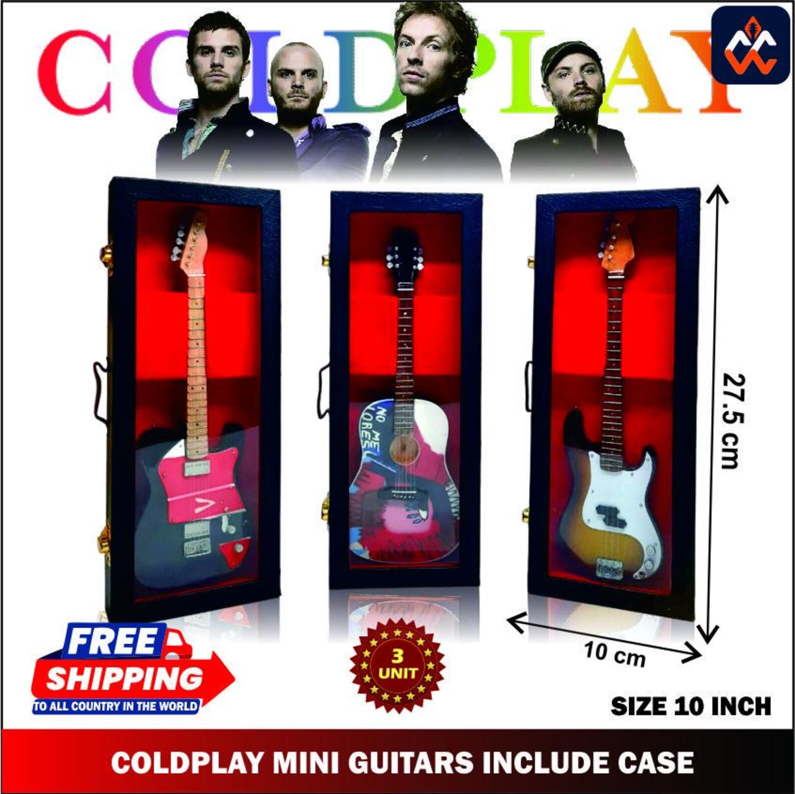 Mini Guitar Replica Famous Band in the World With COLDPLAY Tribute ...