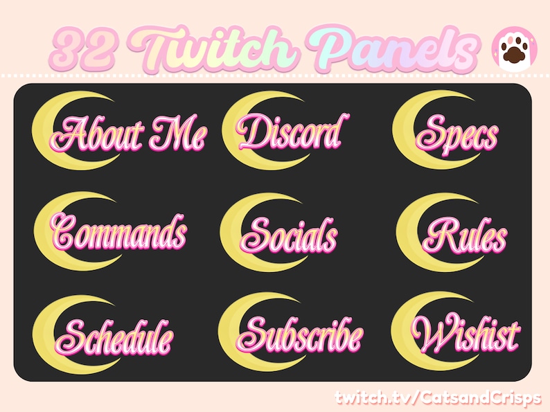 32 Premade Magical Moon Panels for Twitch and Kick - Etsy