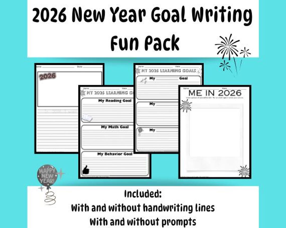 2026 New Year Goal Writing Pack 1st, 2nd, and 3rd Primary Grades ...
