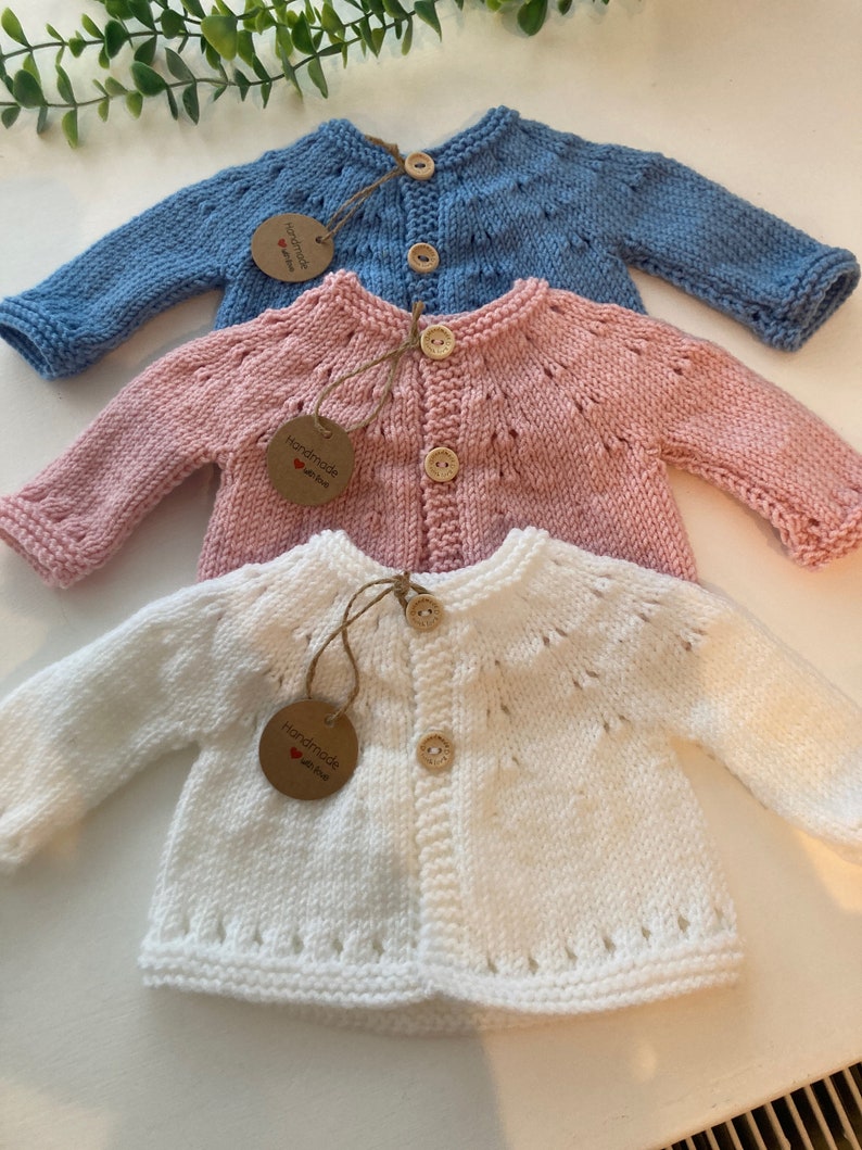Preemie/small Newborn Hand Knit Baby Cardigan - Etsy UK
