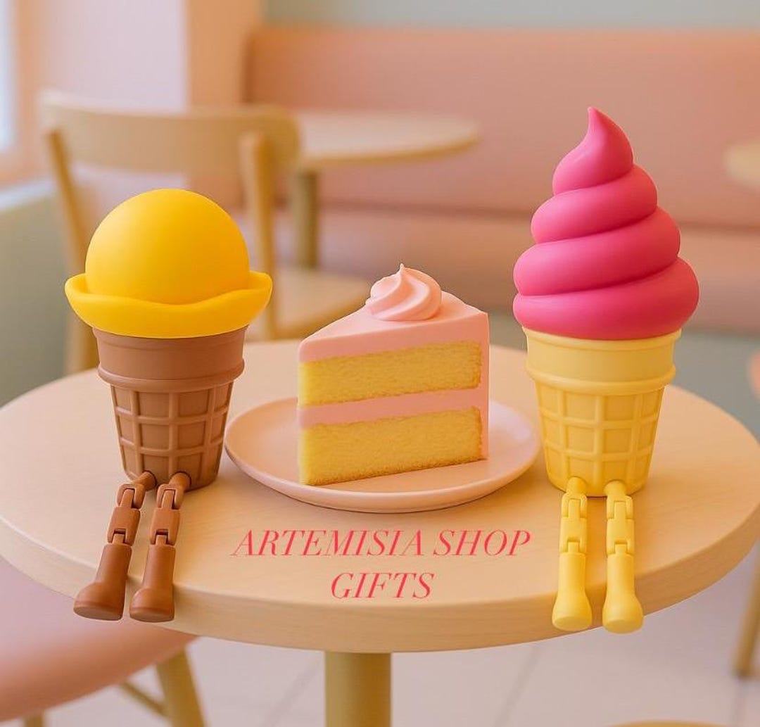 Ice Cream Figurine Set With Moving Feet | Home, Cafe, Kitchen, Office ...