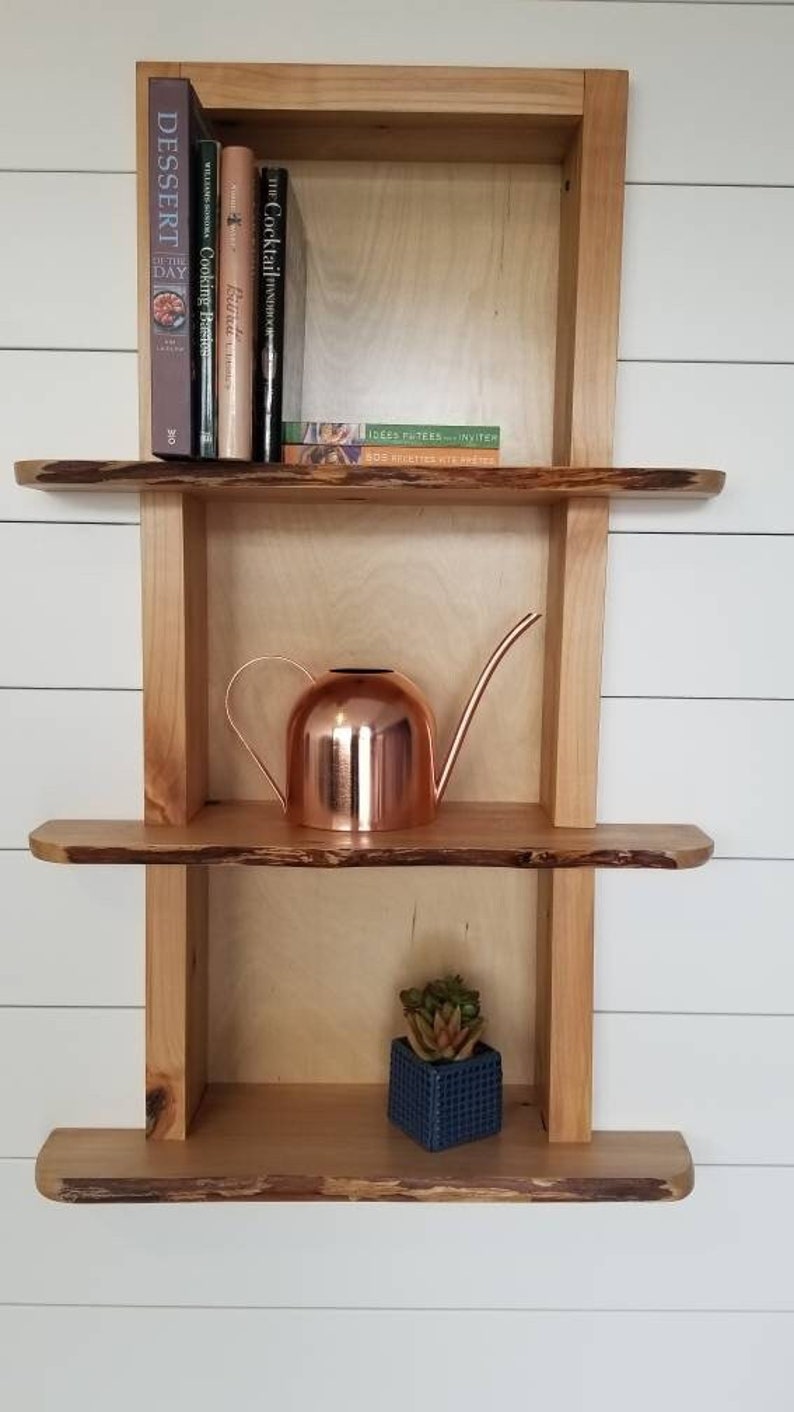 Live Edge Alder Wall Niche Bookshelf - Etsy
