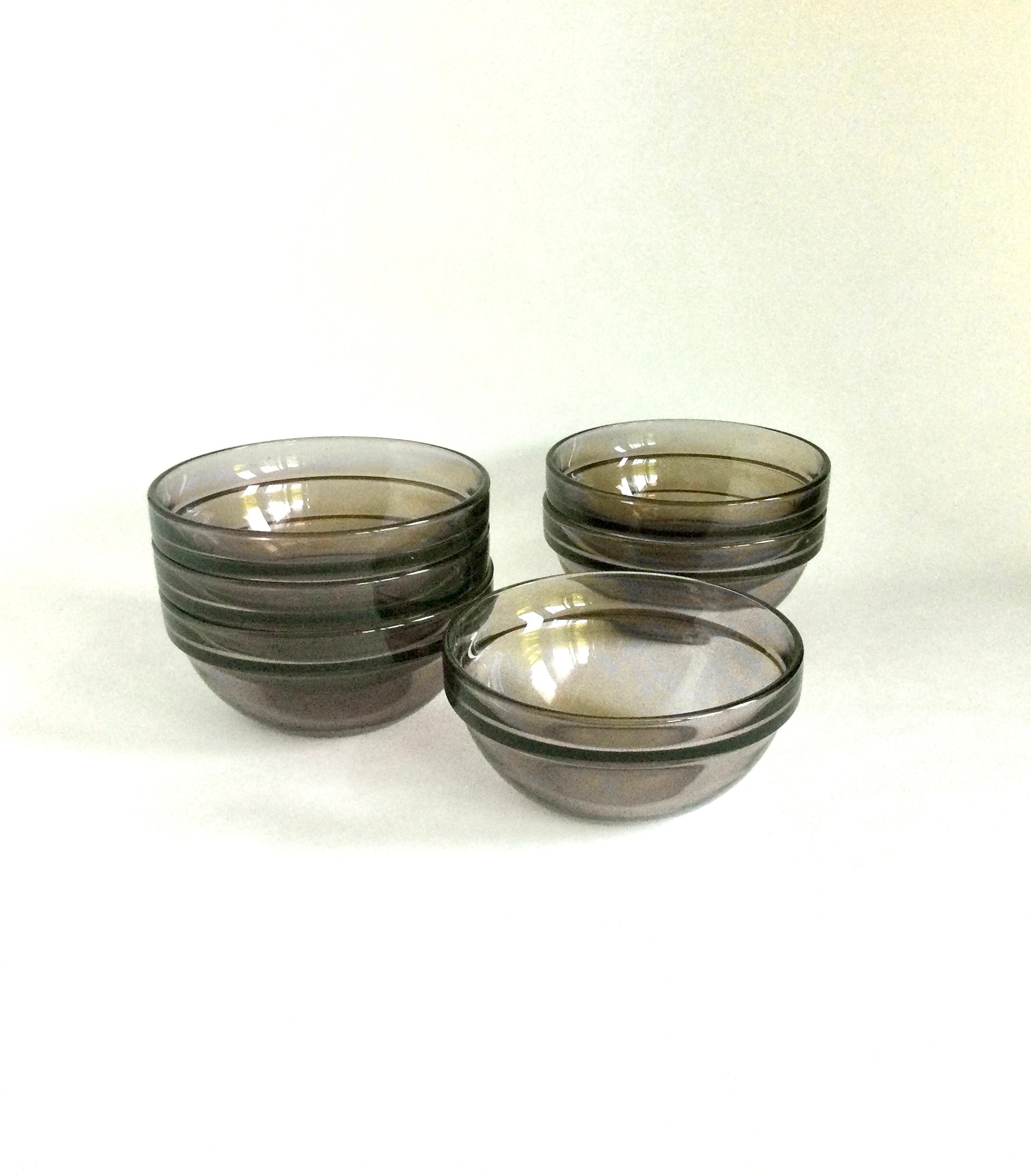 Vintage Arcoroc Smoked Glass 1980s Vintage Bowls, Set of 6 Brown Glass ...