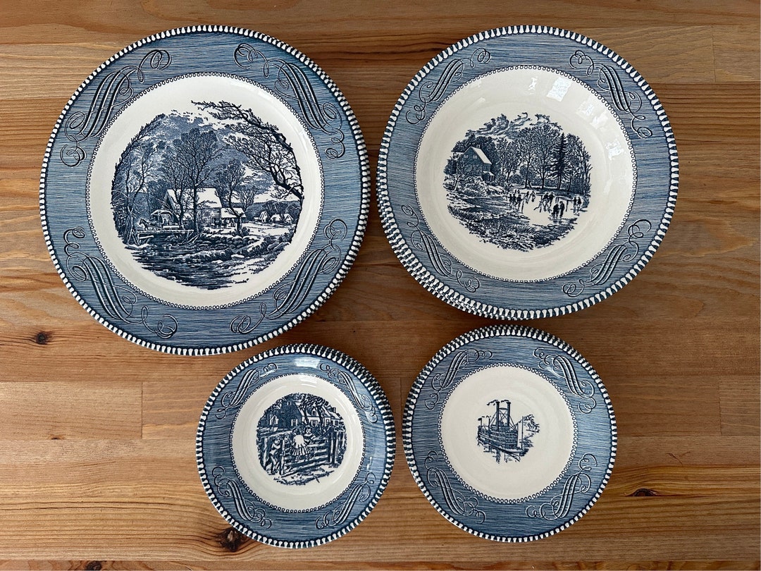 16 Piece Royal China, Currier and Ives early Winter Bowl and Plate Set ...