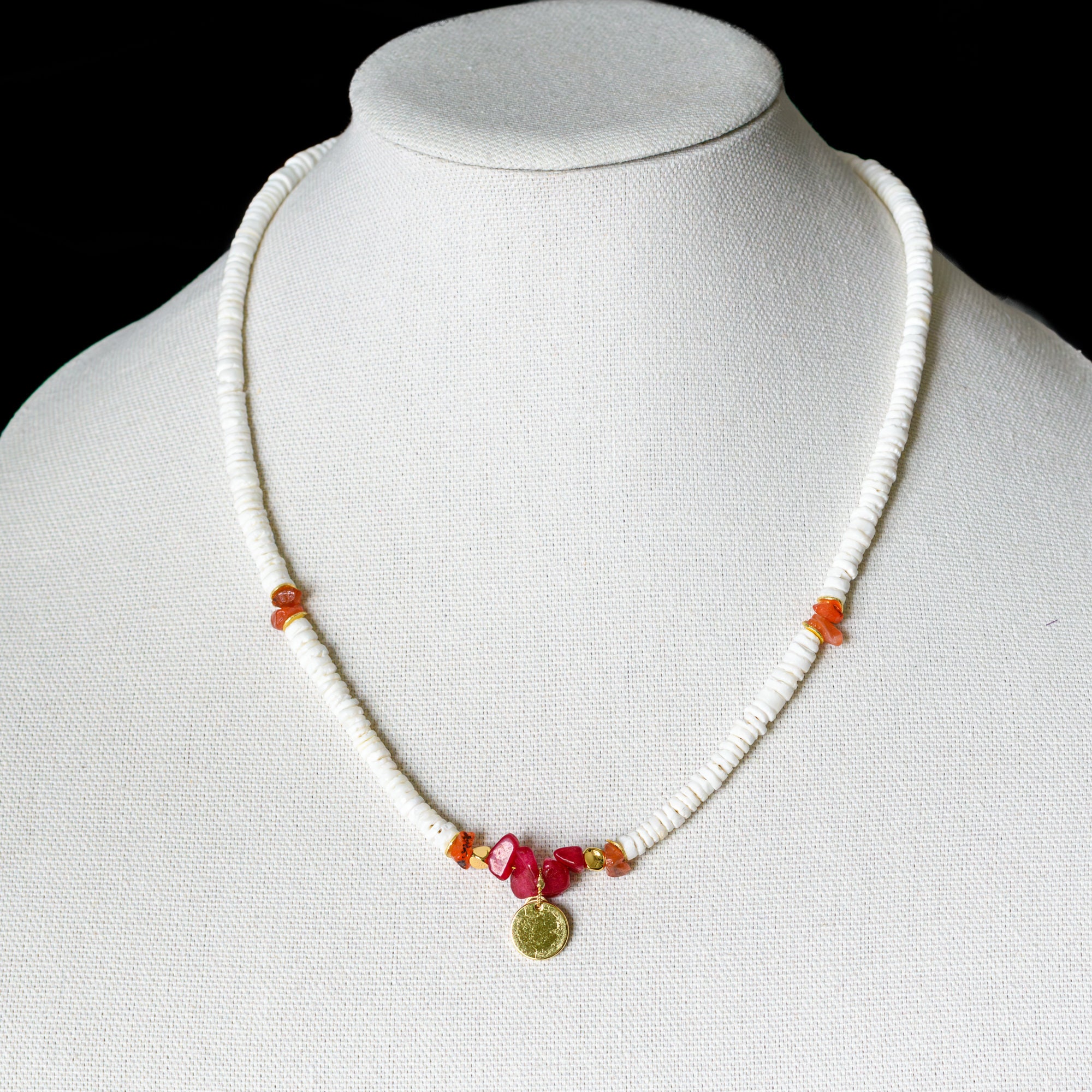 Aloha Collection Gold Charm Necklace With Gold Accents Puka Shells ...