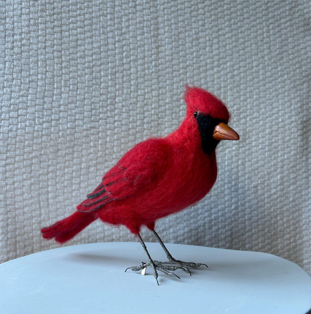 Needle Felted Red Cardinal Cardinal Bird - Etsy