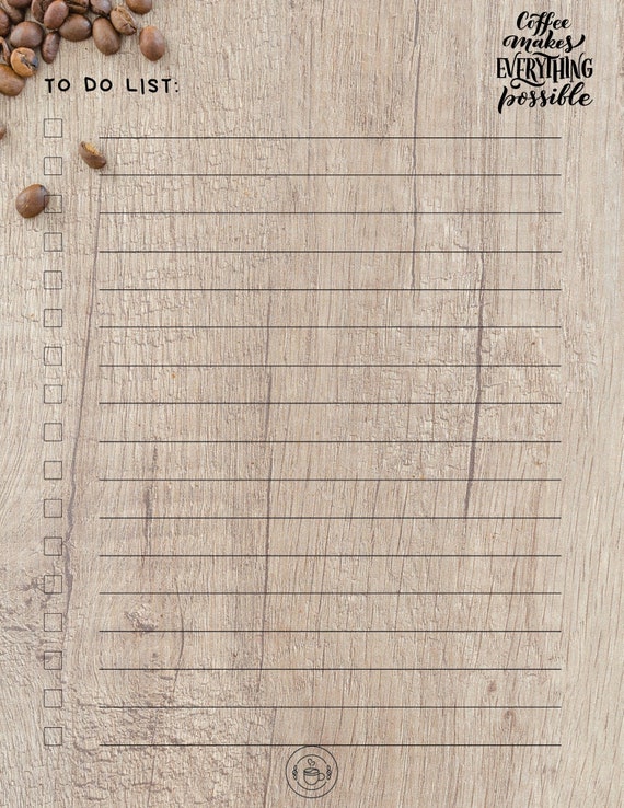 Coffee Themed to Do List Digital Download - Etsy