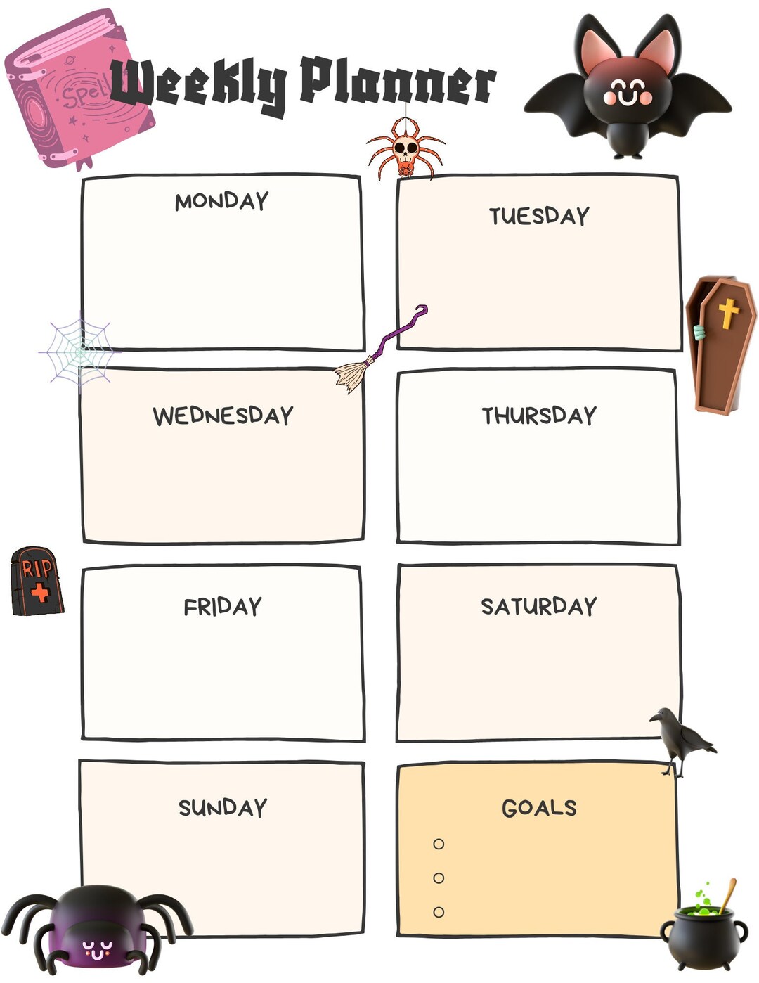 Halloween Themed Weekly Planner Page - Etsy