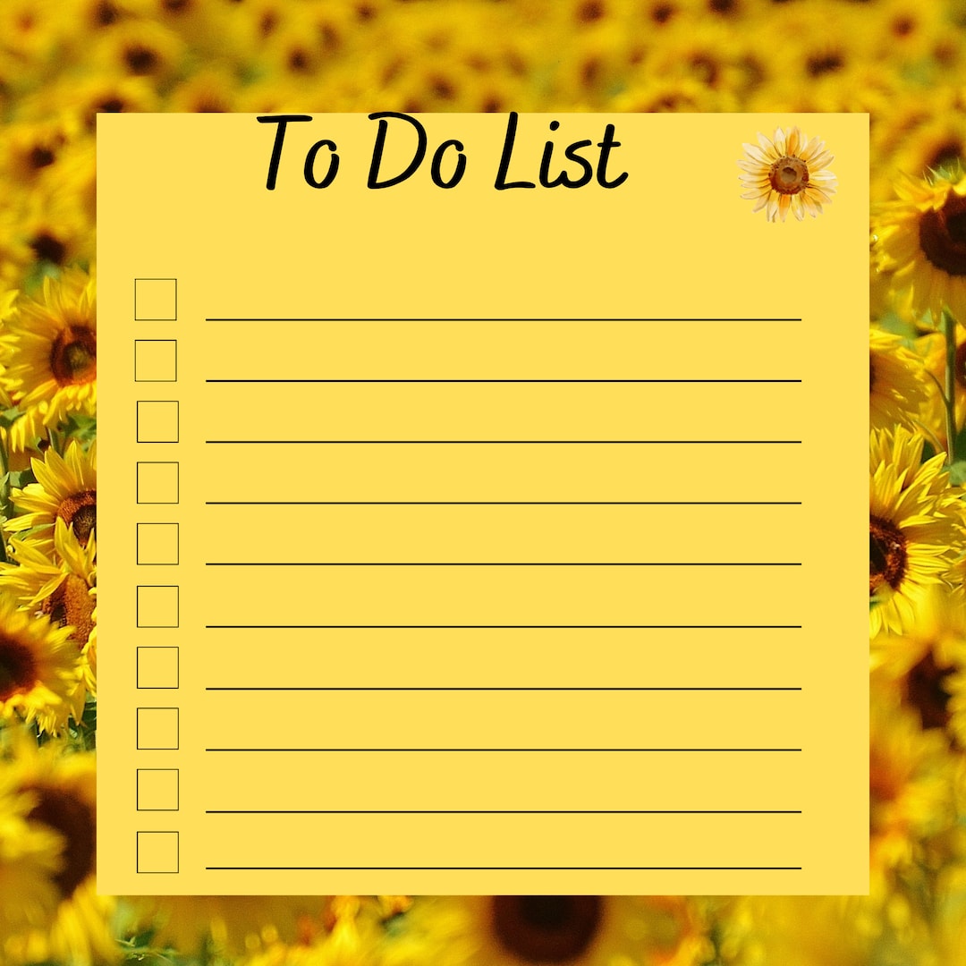 Sunflower Themed to Do List - Etsy