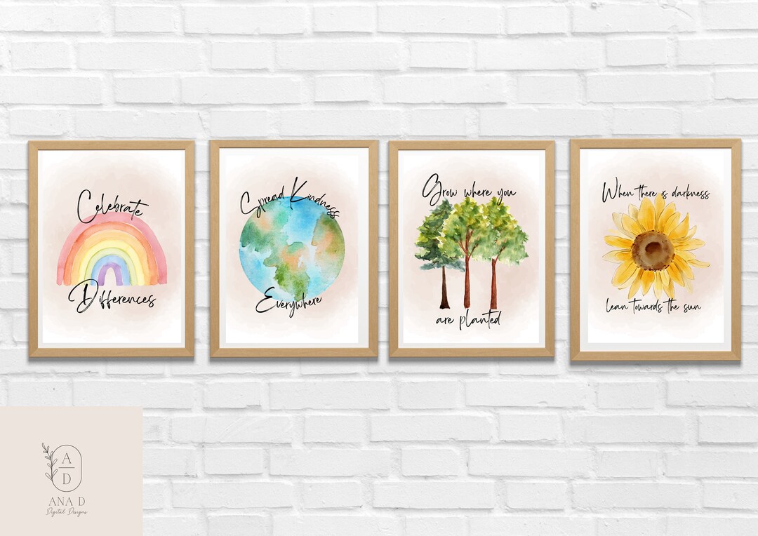 WATERCOLOR Classroom Posters- Set of 4 - Etsy